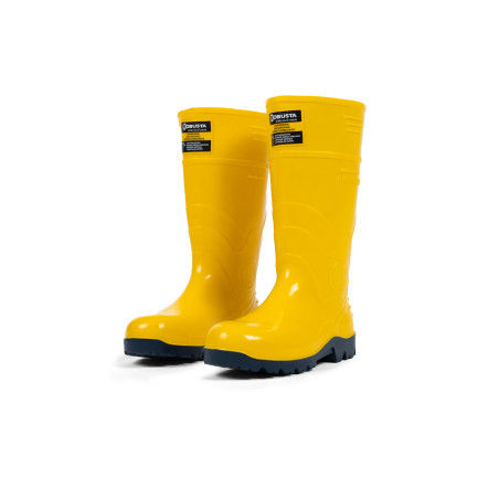 Bota Pvc Guerrera Hidrocarburos Amarilla Con Puntera Robusta